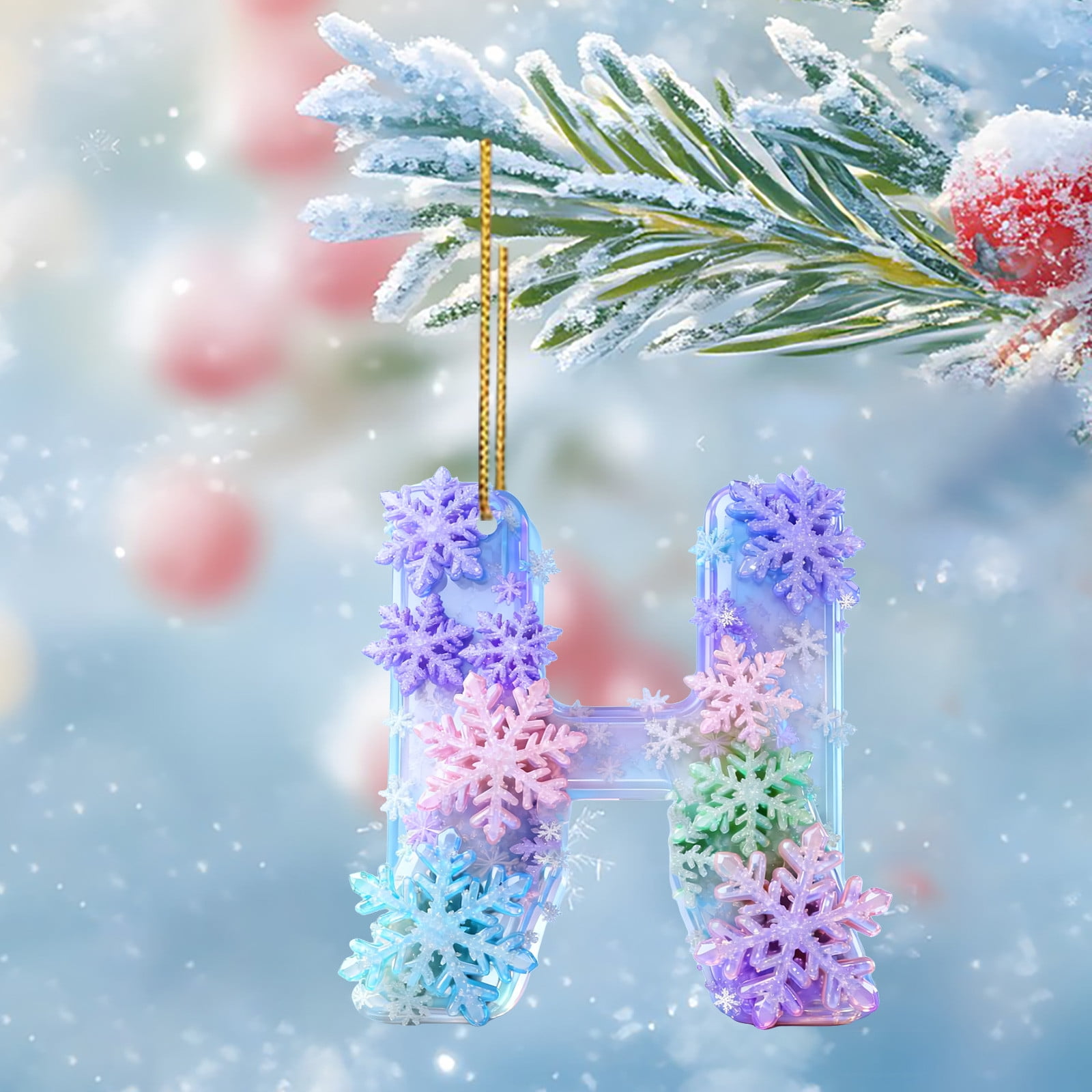 26 Alphabet Snowflake Series, 2D Acrylic Pendant, Backpack and Car ...