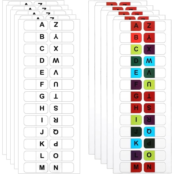 26 Alphabet Tabs Self Adhesive White and Coloful Letters Tab Sticky ...