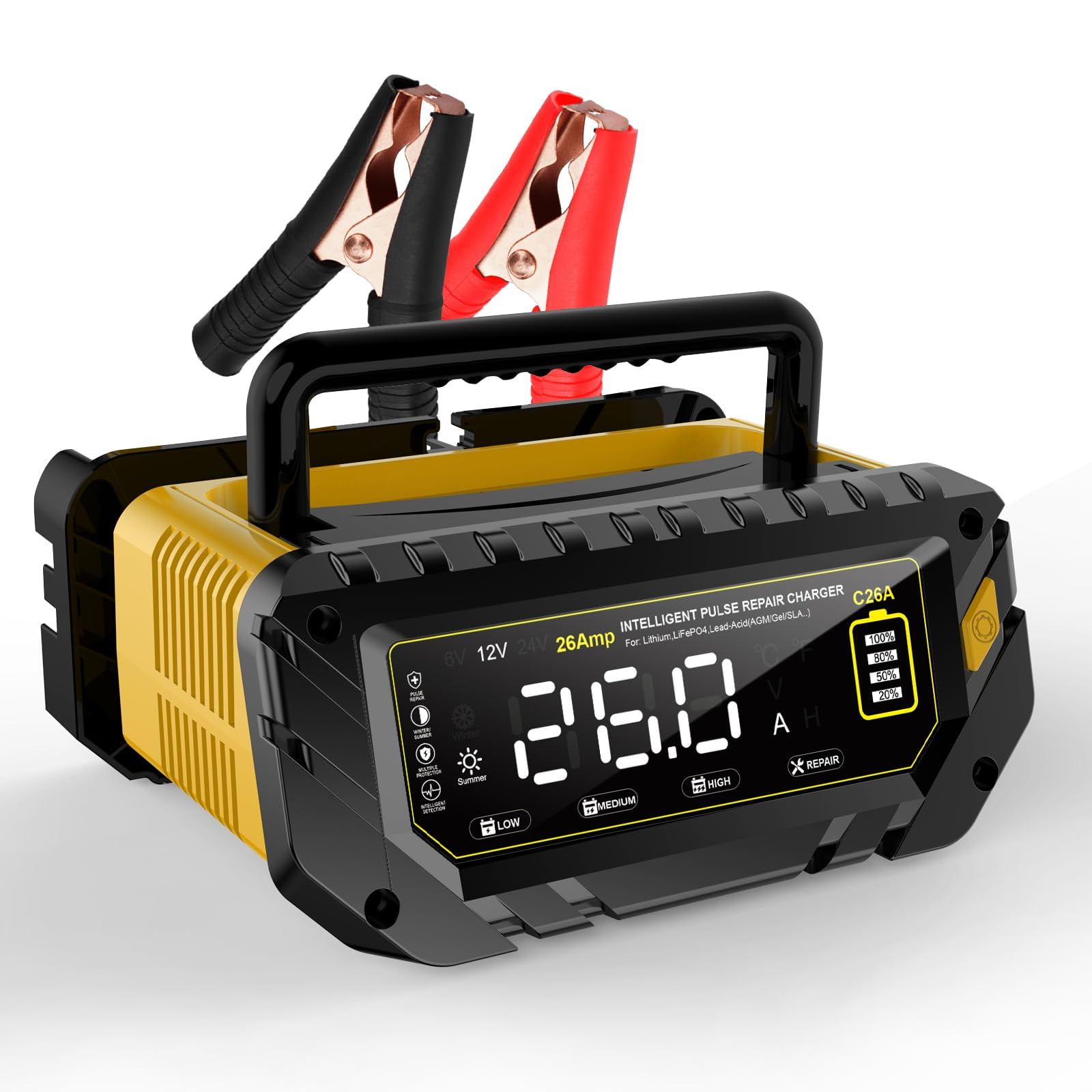 26-Amp Battery Charger, 6V/12V/24V Car Battery Charger & Maintainer ...