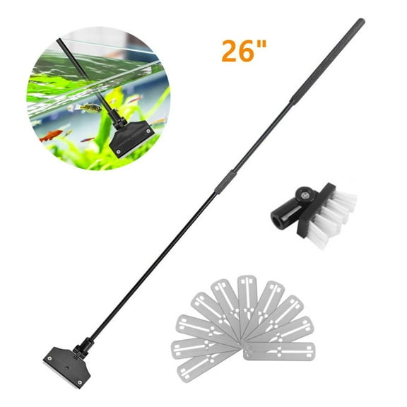 Aquarium Algae Scraper Cleaner Fish Tank Brush with 5 Stainless Steel ...