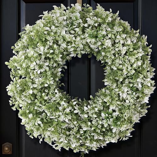 26" Artificial Boxwood Wreath for Front Door - Large Faux Aglaia ...