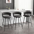 26" Bar Stools Set of 3, 180° Swivel Counter Height Barstools with ...