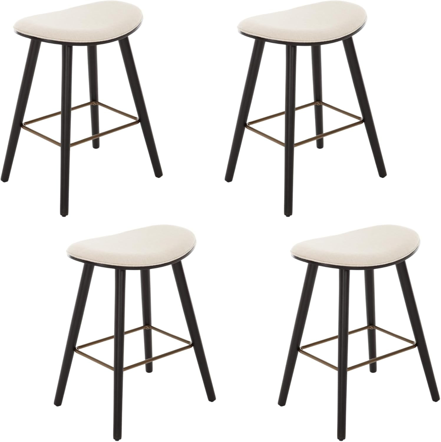 26’’ Bar Stools Set of 4, Counter Height Barstools Linen Fabric Mid ...