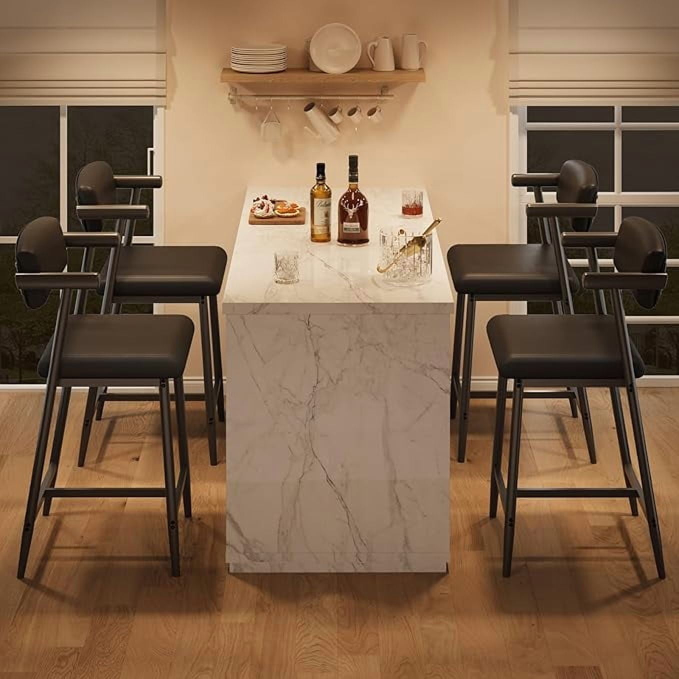 26'' Bar Stools Set of 4, Modern Counter Height Bar Stools with Arms ...