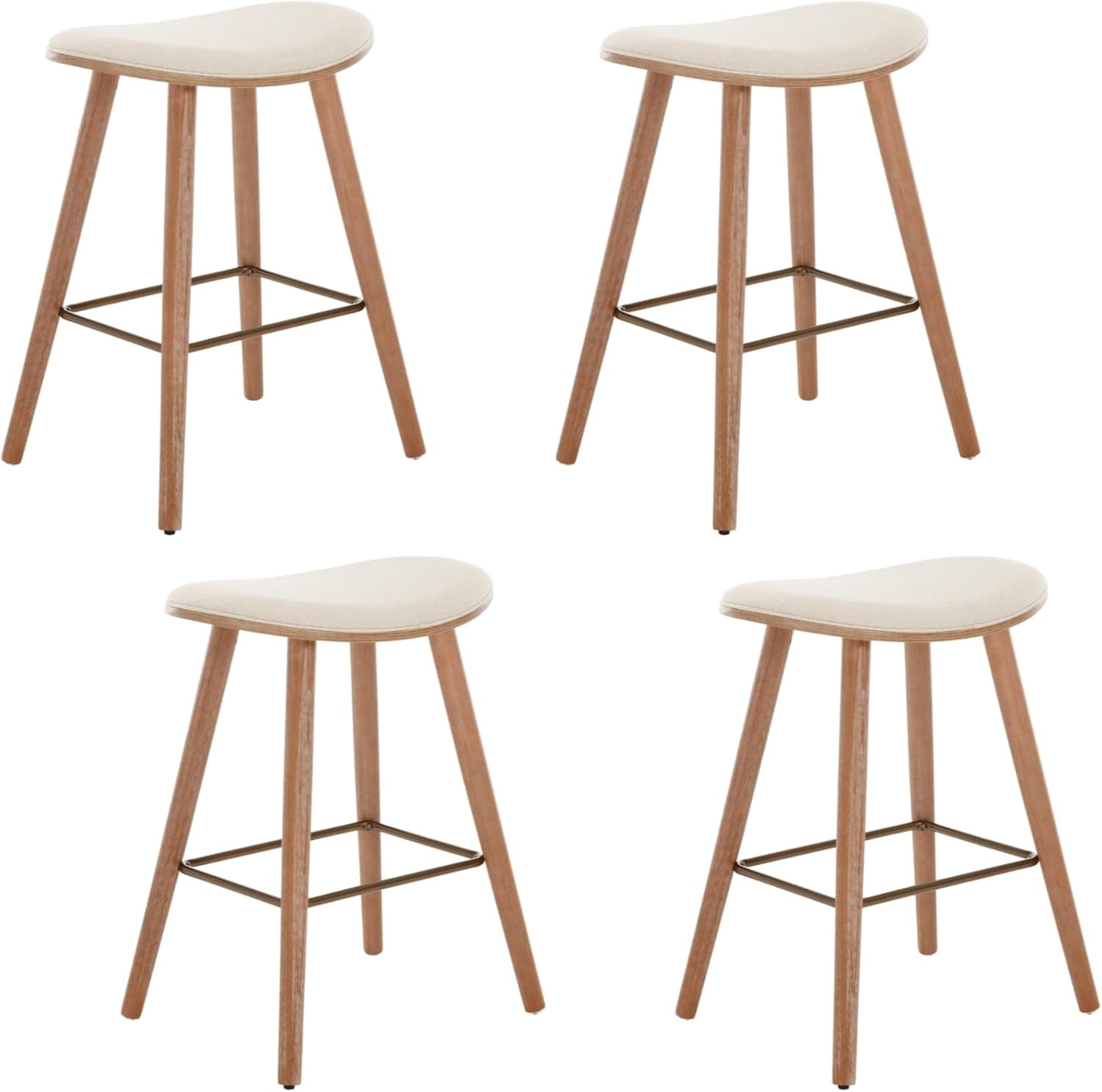 26’’ Bar Stools Set of 4, Counter Height Barstools Linen Fabric Mid ...