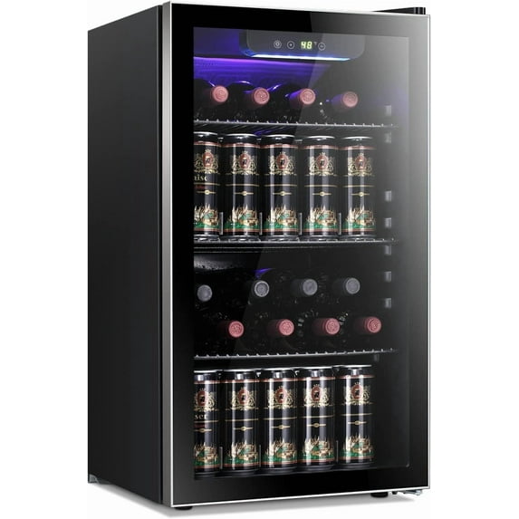 26 Bottle 130 Can Wine Cooler/Cabinet Beverage Refrigerator Mini Wine ...