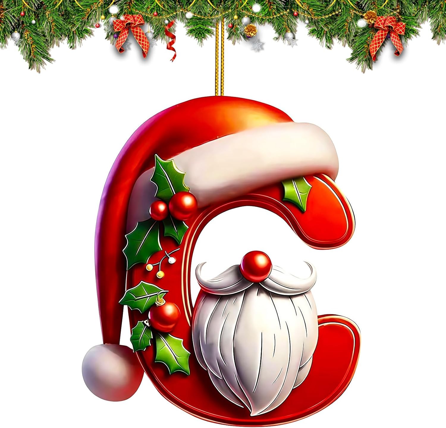 26 Christmas Santa Claus Letters Hanging Decor Ornament A to Z Initial ...