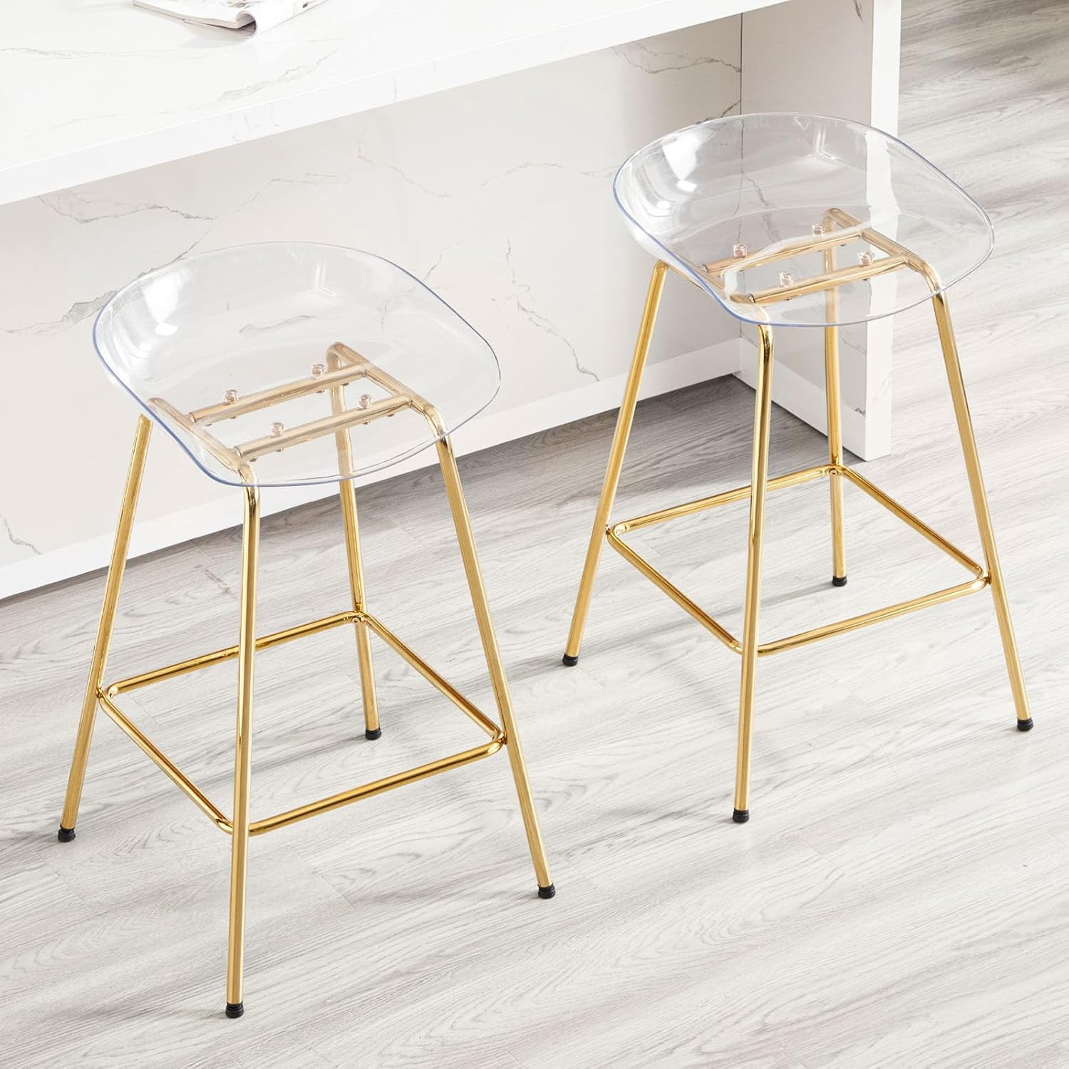 26" Counter Height Bar Stools Set of 2, Modern Backless Barstools with ...