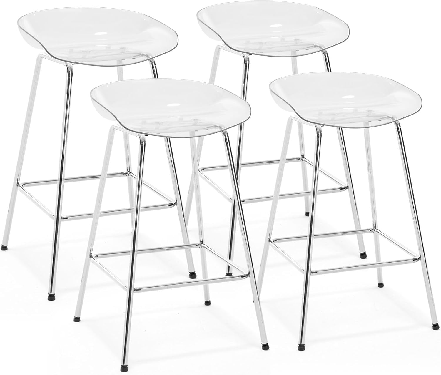 26" Counter Height Bar Stools Set of 4, Modern Backless Barstools with ...