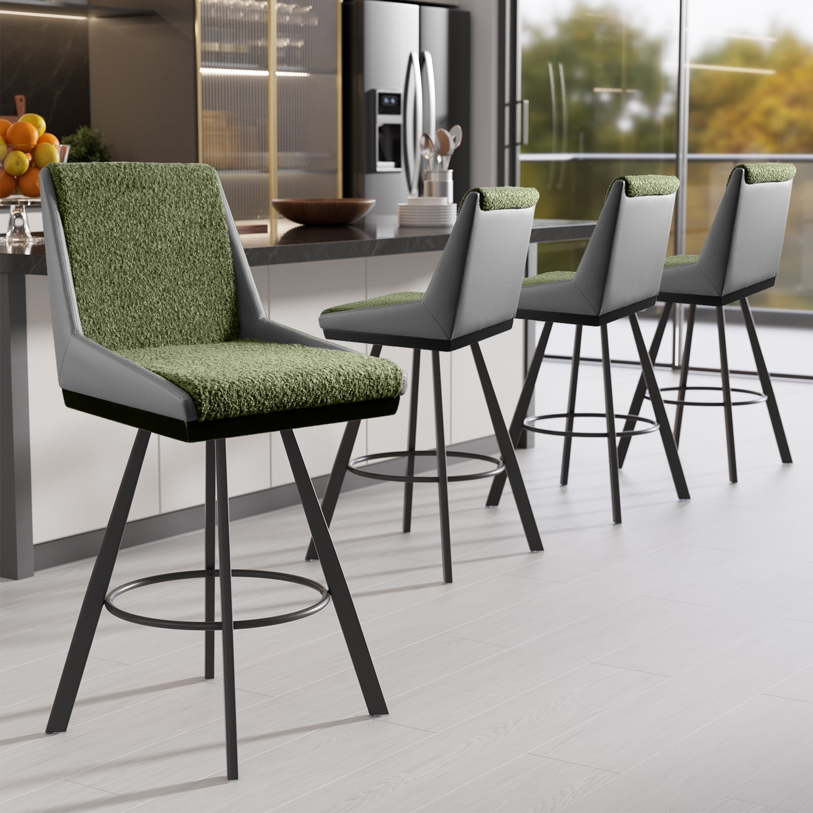 26" Counter Height Bar Stools Set of 4, Swivel Bar Chair Kitchen Chairs ...