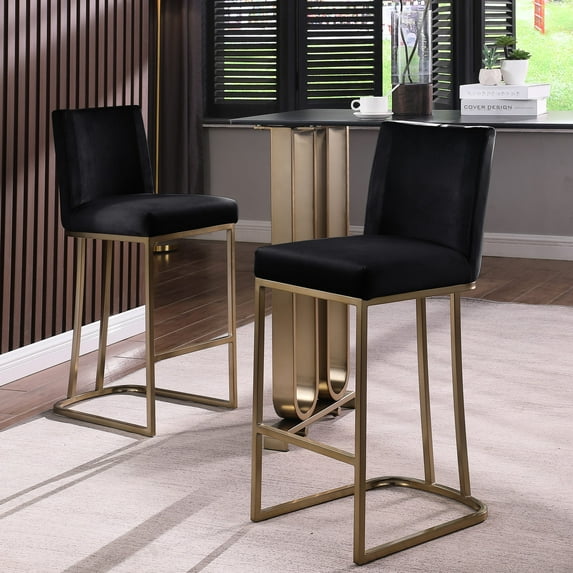 26" Counter Height Bar Stools with Back, Set of 2 | Gold Brushed ...