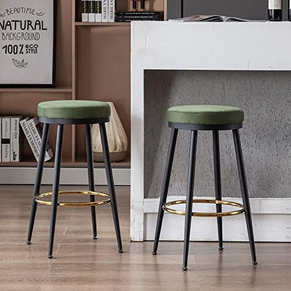26" Counter Height Barstools Set of 2 Suede Counter Stool Backless ...