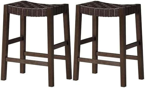 26" Counter Height Stool - Weathered Brown Wood Finish & Marksman ...