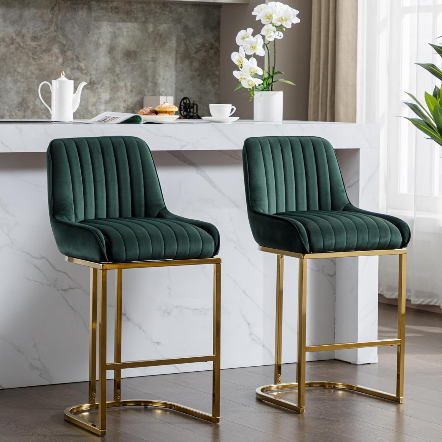 26" Counter Height Stools Set of 4 with Back Modern Kitchen Counter ...