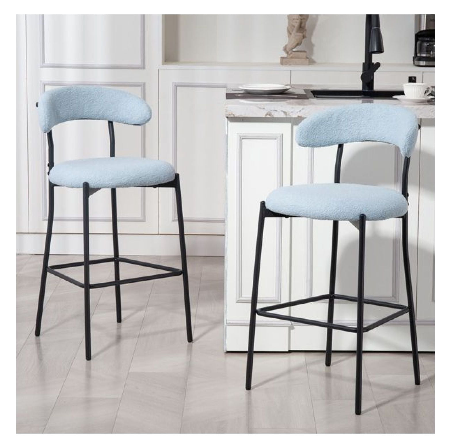 26'' Counter height bar stools Teddy fabric cover kitchen island ...