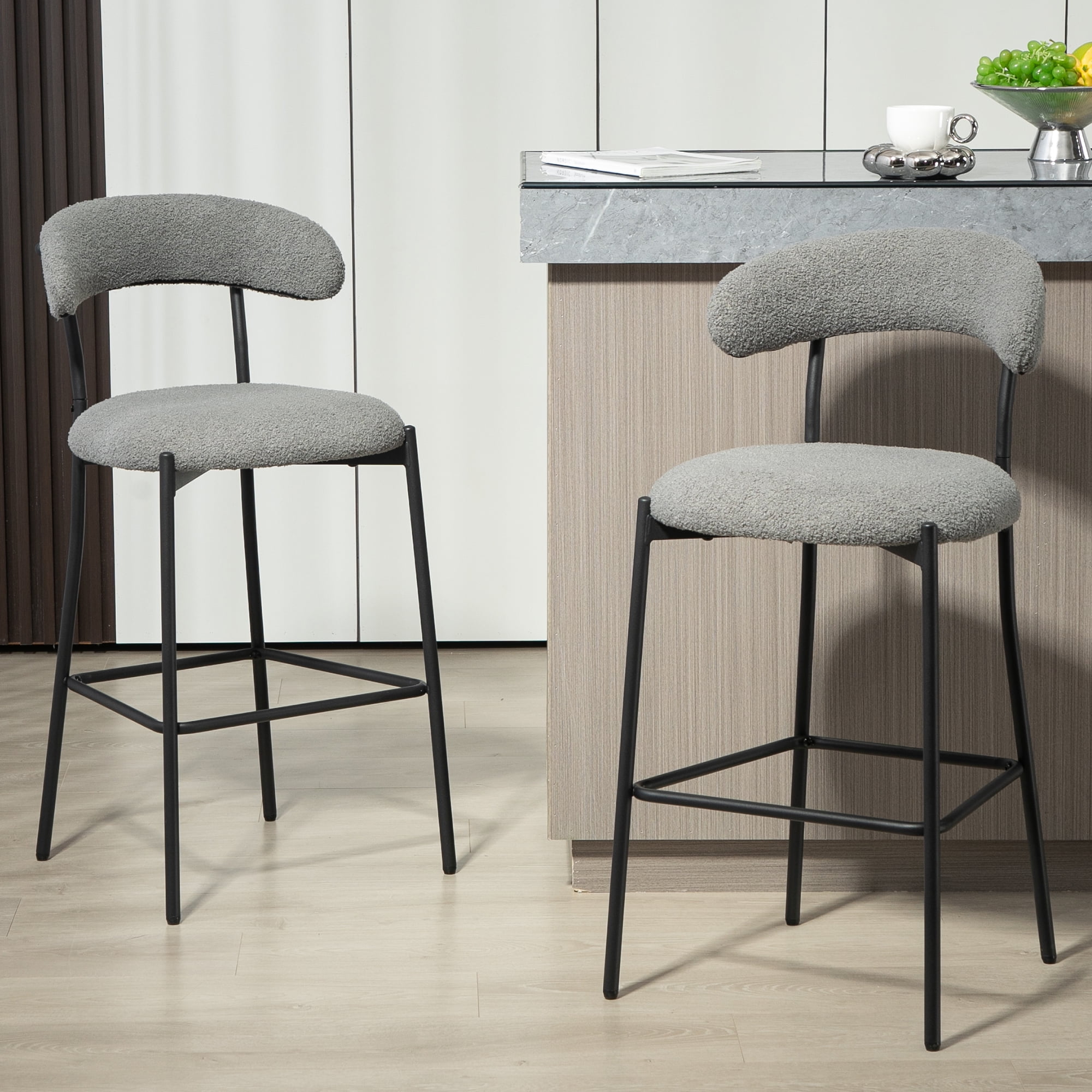26'' Counter height bar stools Teddy fabric cover kitchen island ...
