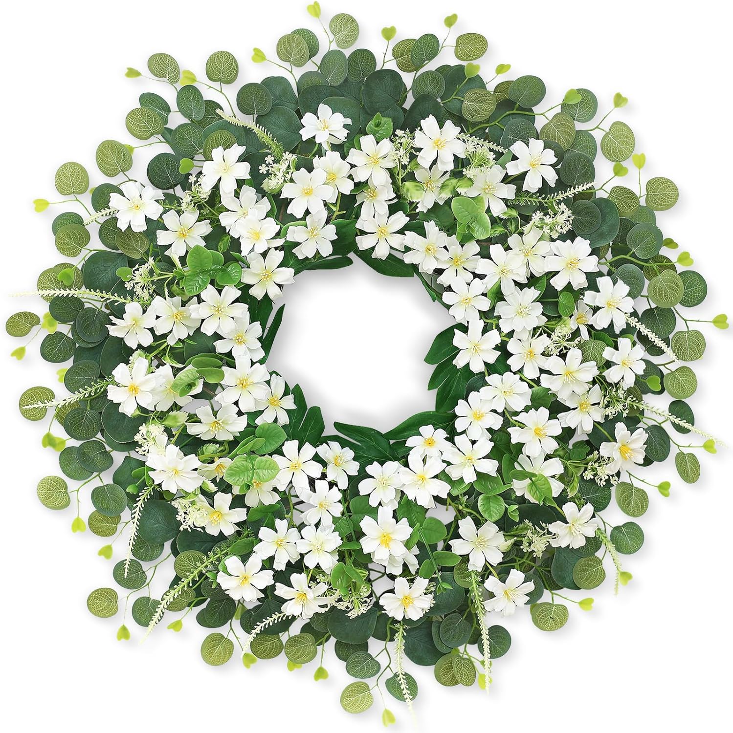 26" Daisy & Eucalyptus Wreath for Front Door, Porch, Window - Large ...