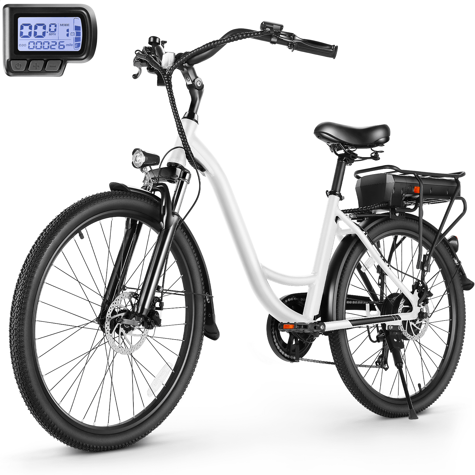 Totem Skyline Electric Bike for Adults, 26” Ebike 350W Powerful Motor, 36V 10.4Ah Removable ...
