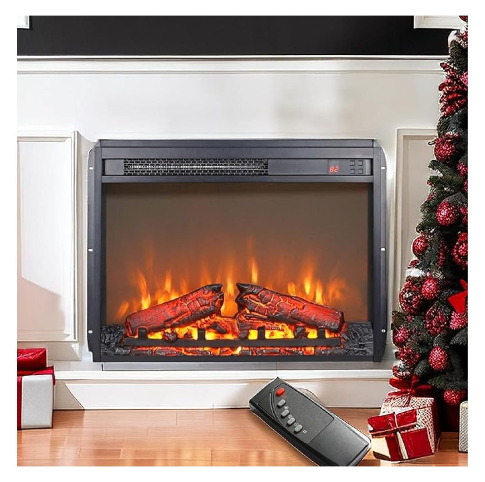 26" Electric Fireplace Insert, TV Stand Cabinet Recessed Fireplace ...