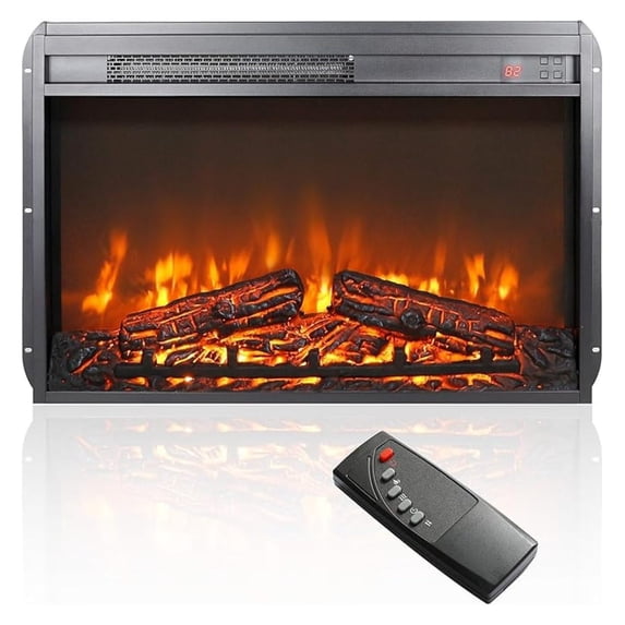 26" Electric Fireplace Insert, in-Wall Recessed with , Log Set ...