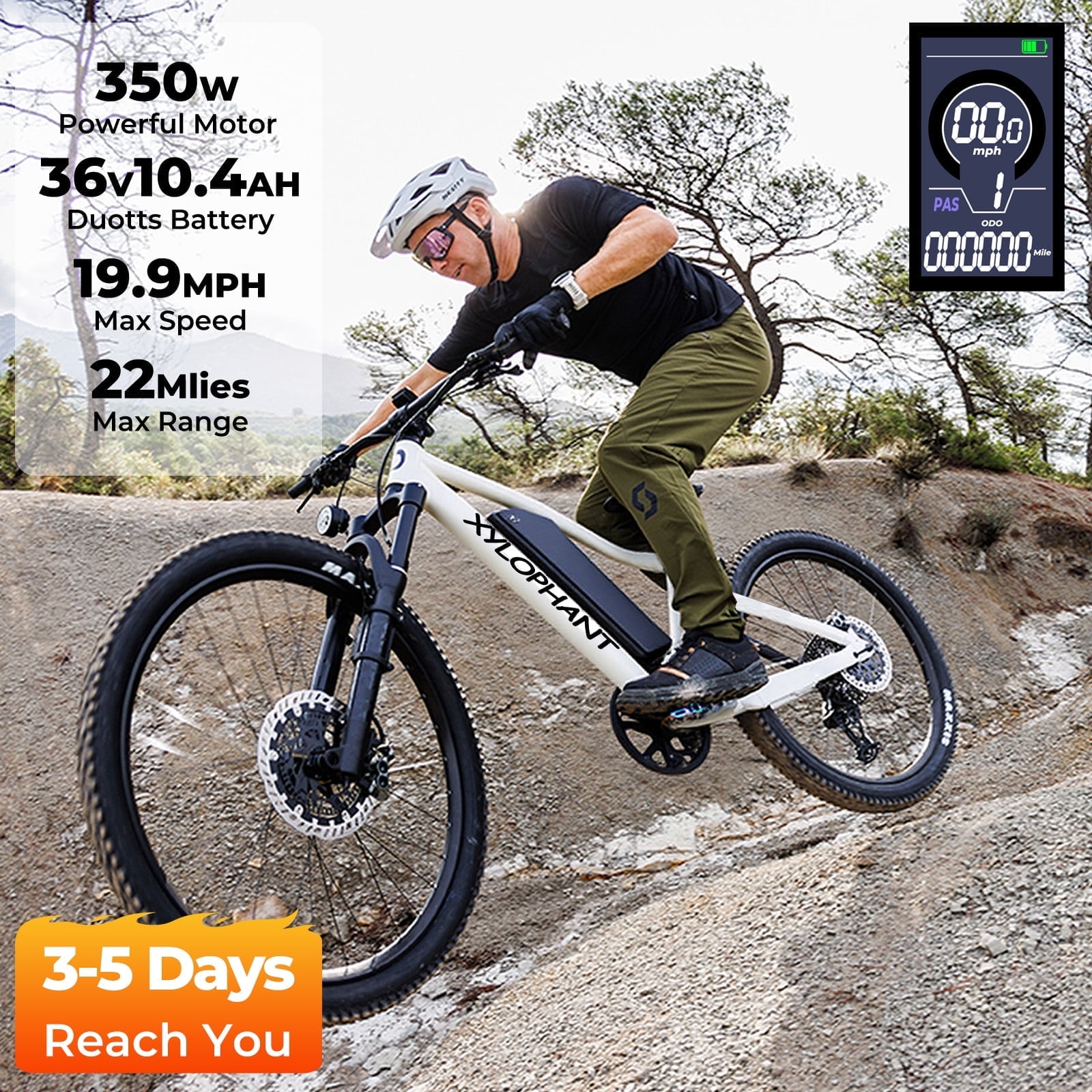 26'' Electric Mountain Bike for Adults - 350W Motor, 35-70 Mile Range ...