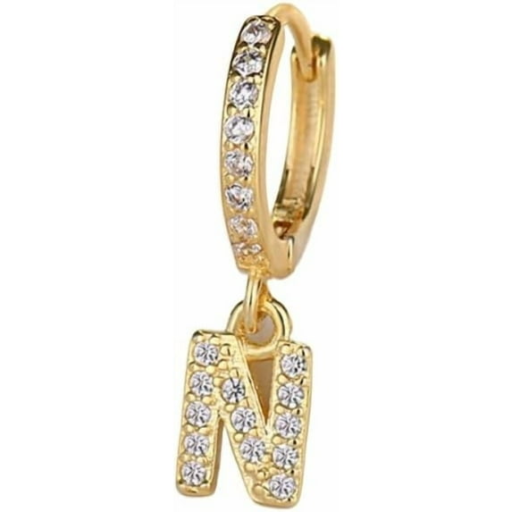 26 English alphabet earrings slightly inlaid with fashionable diamond ...