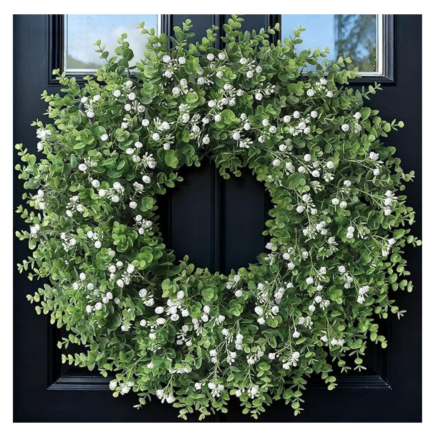 26" Eucalyptus Wreath for Front Door - Artificial Greenery, Faux Baby's ...