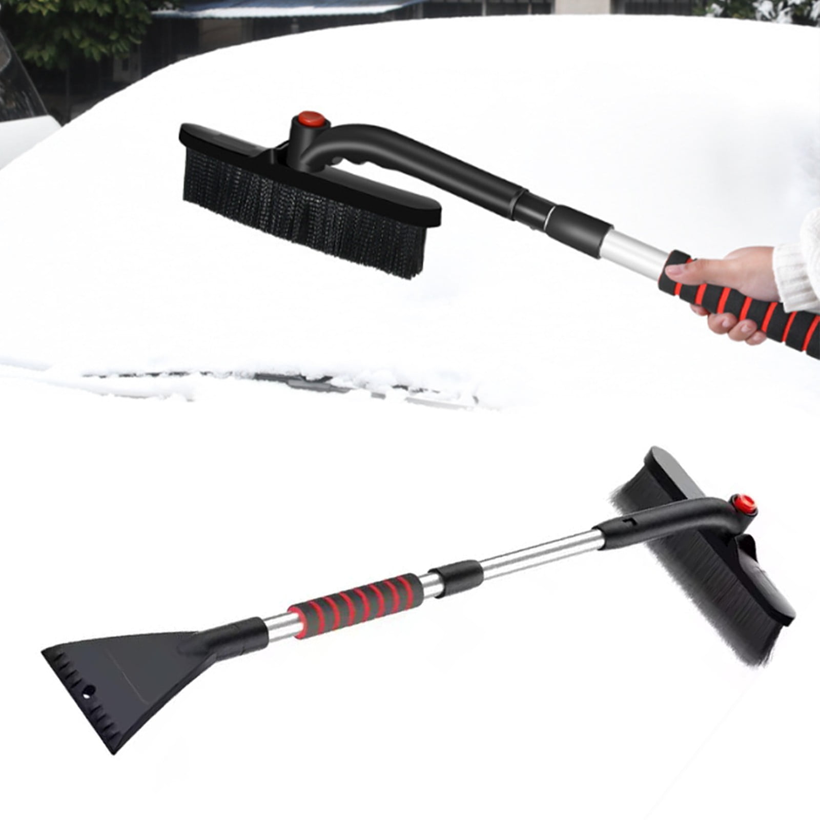 26" Extendable Snow Brush with Detachable Ice Scraper , Non-Scratch for ...