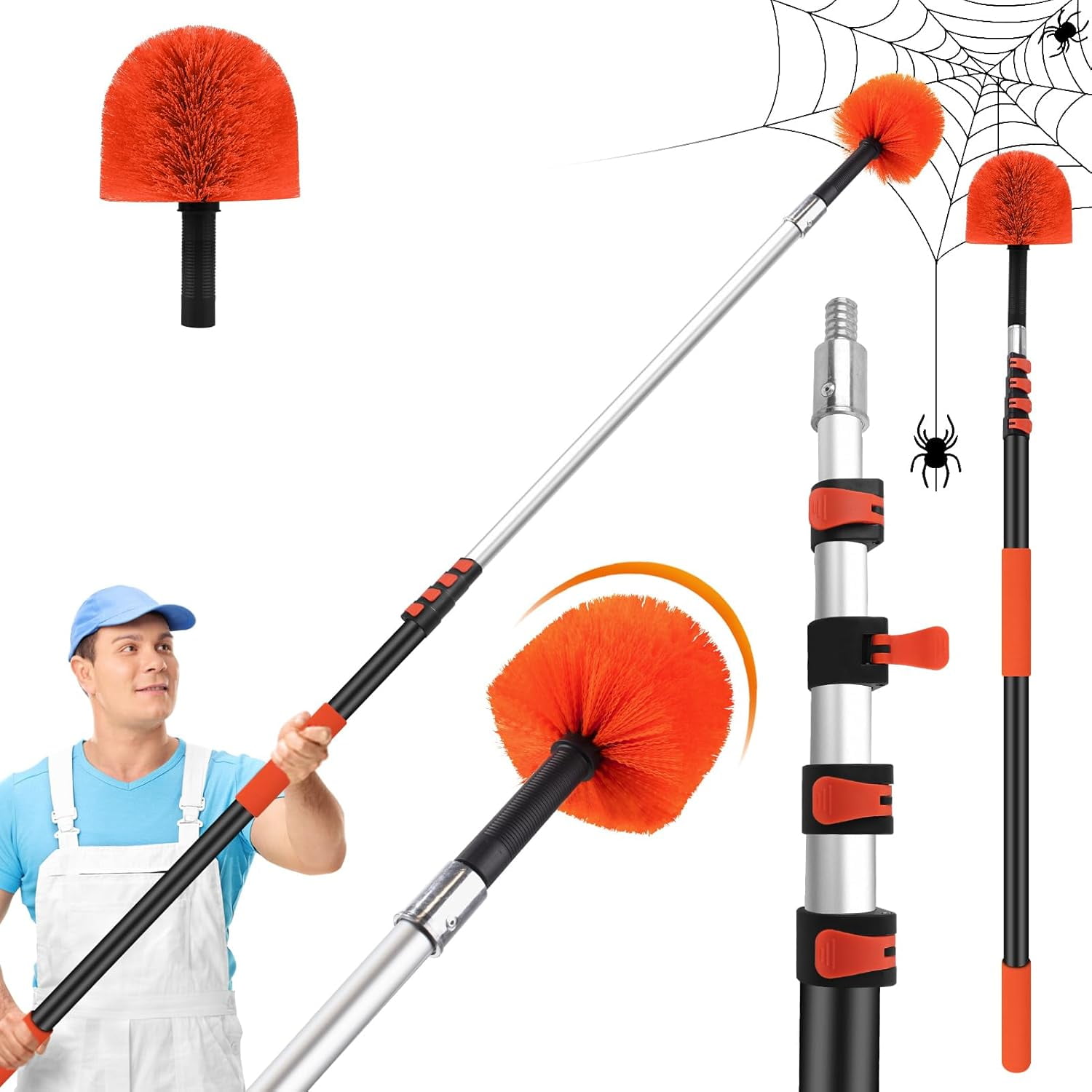 26 FT Cobweb Duster with Extension Pole,Spider Web Brush with Pole ...