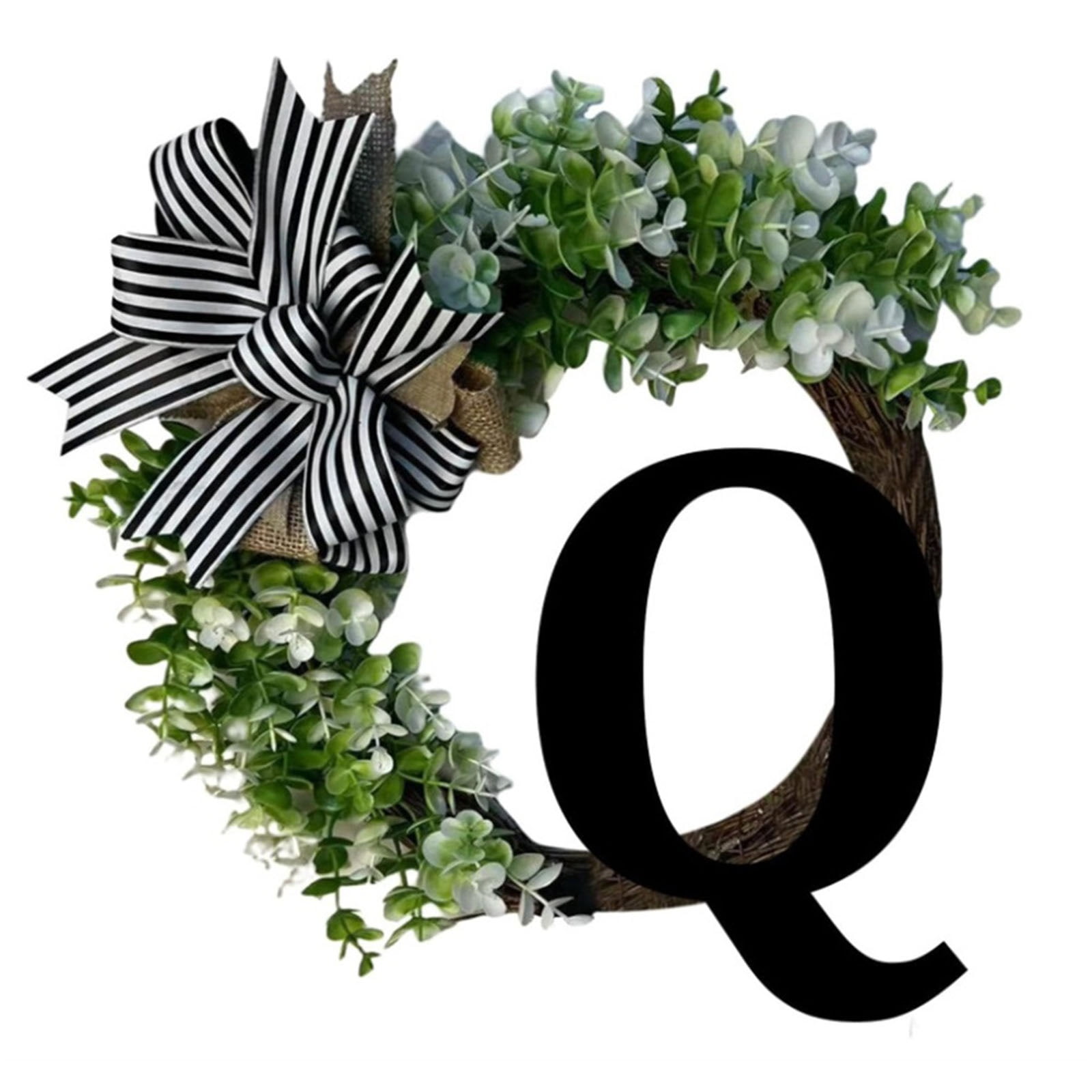 26 Fashion A-Z Letter Unique Last Name Year Round Front Door Wreath ...