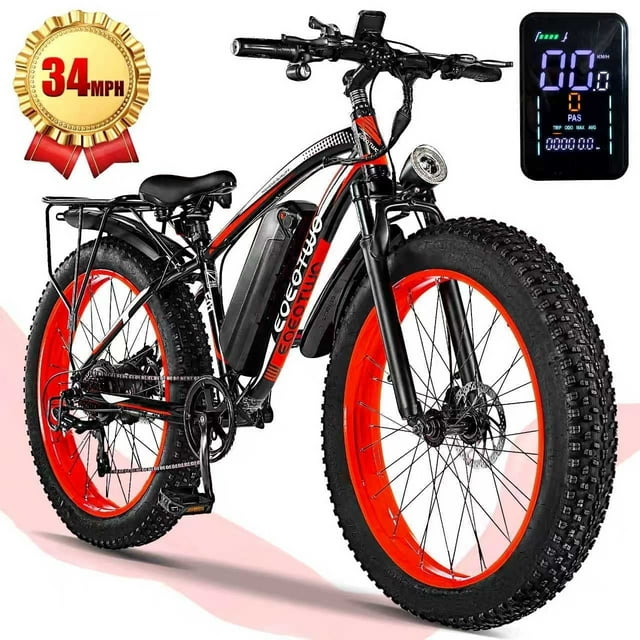 EOEOTWO 26'' Fat Tire Electric Mountain Bike for Adults, 1500W 48V 15Ah ...