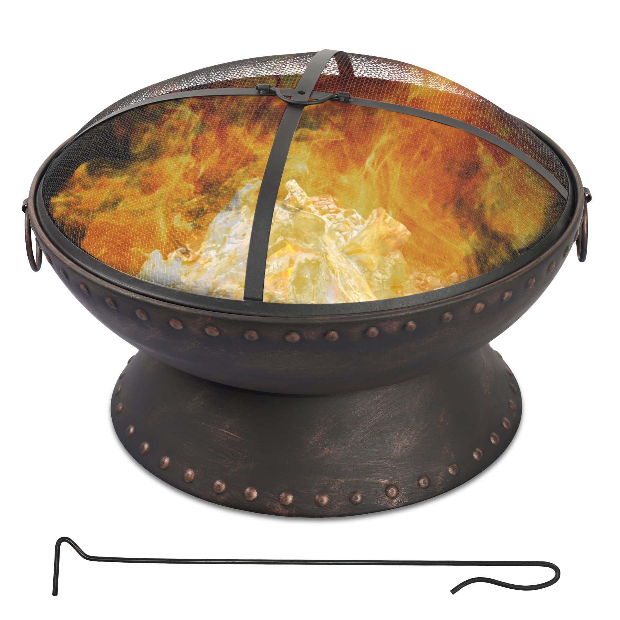 26'' Fire Pit Set Wood Burning Pit Winter Heater Includes Log Poker for ...