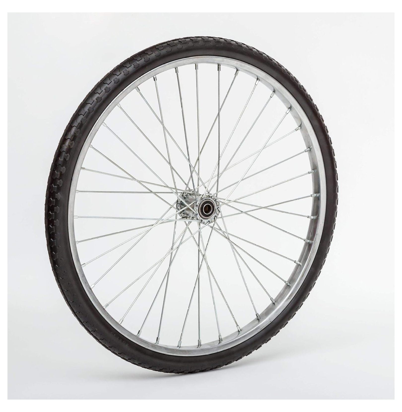 26" Flat Free Wheel | Wire Spoke Replacement Wheel | Silver Spoke Tire ...