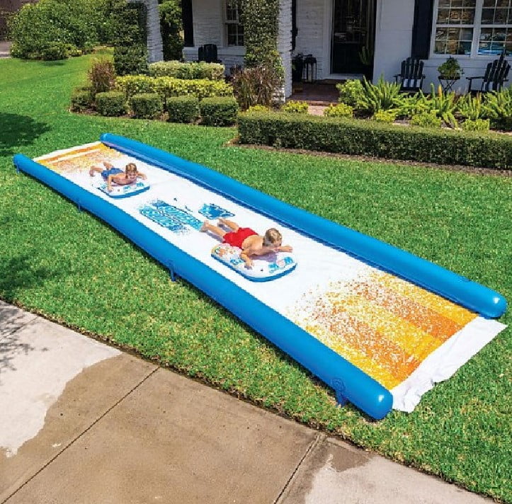 26-Foot Backyard Water Slide with Built-In Sprinklers & 2 Mega Sleds ...