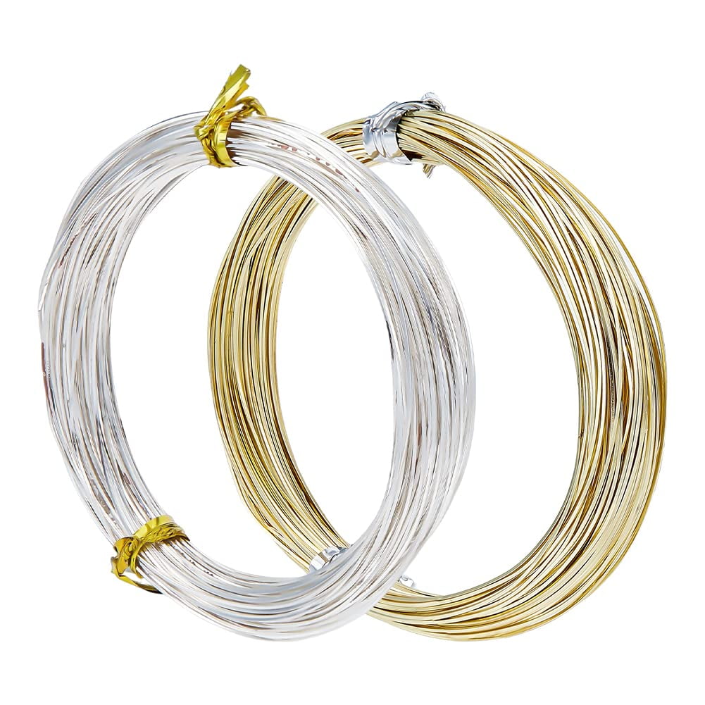 26 Gauge Square Brass Wire 49Feet Gold and Silver Mixed Color Brass Wire Bendable Metal Craft ...