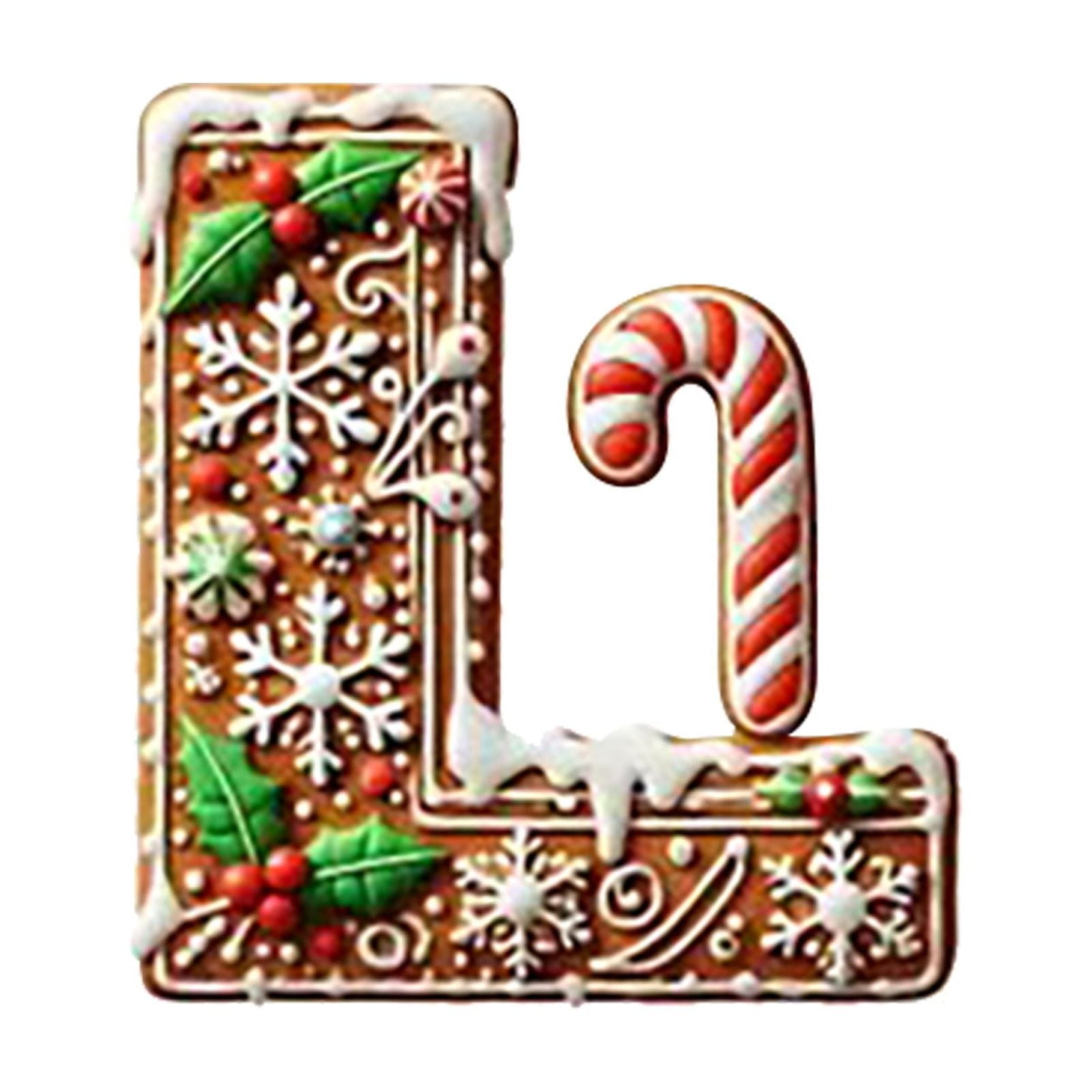 26 Gingerbread Alphabet Ornaments for Christmas Tree Candy Cane Initial ...