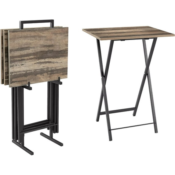 26" H Foldable TV Trays Tables for Eating, Set of 4 with Storage Rack ...