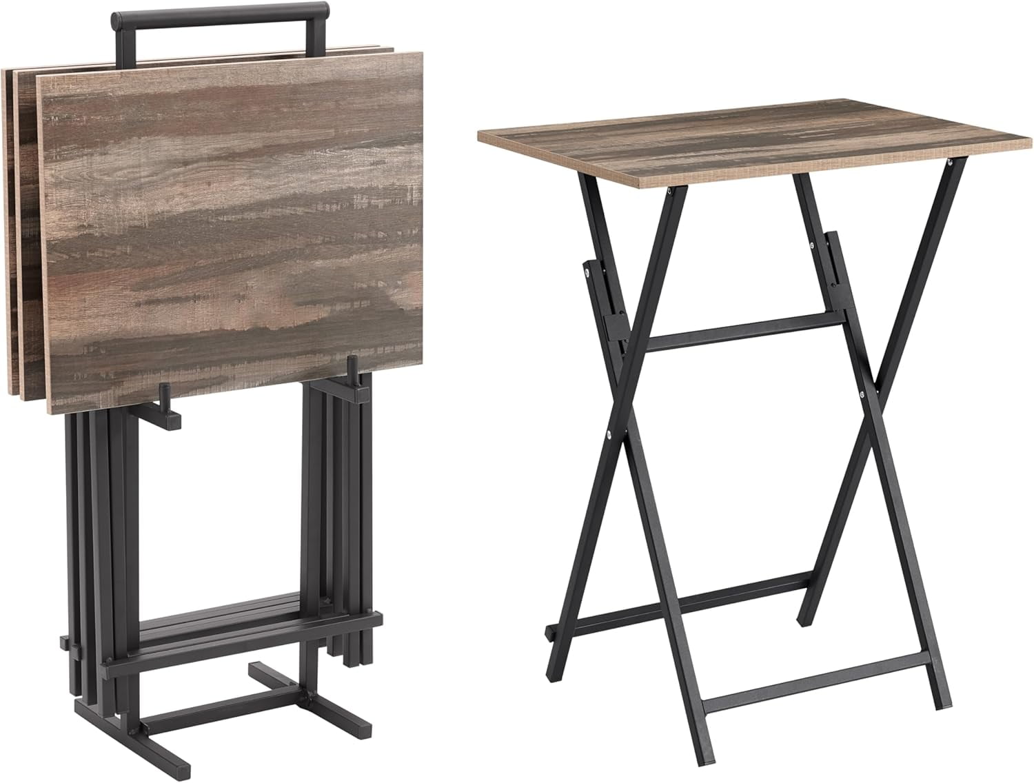 26" H Folding TV Trays for Eating Set of 4 with Stand, Foldable Office ...