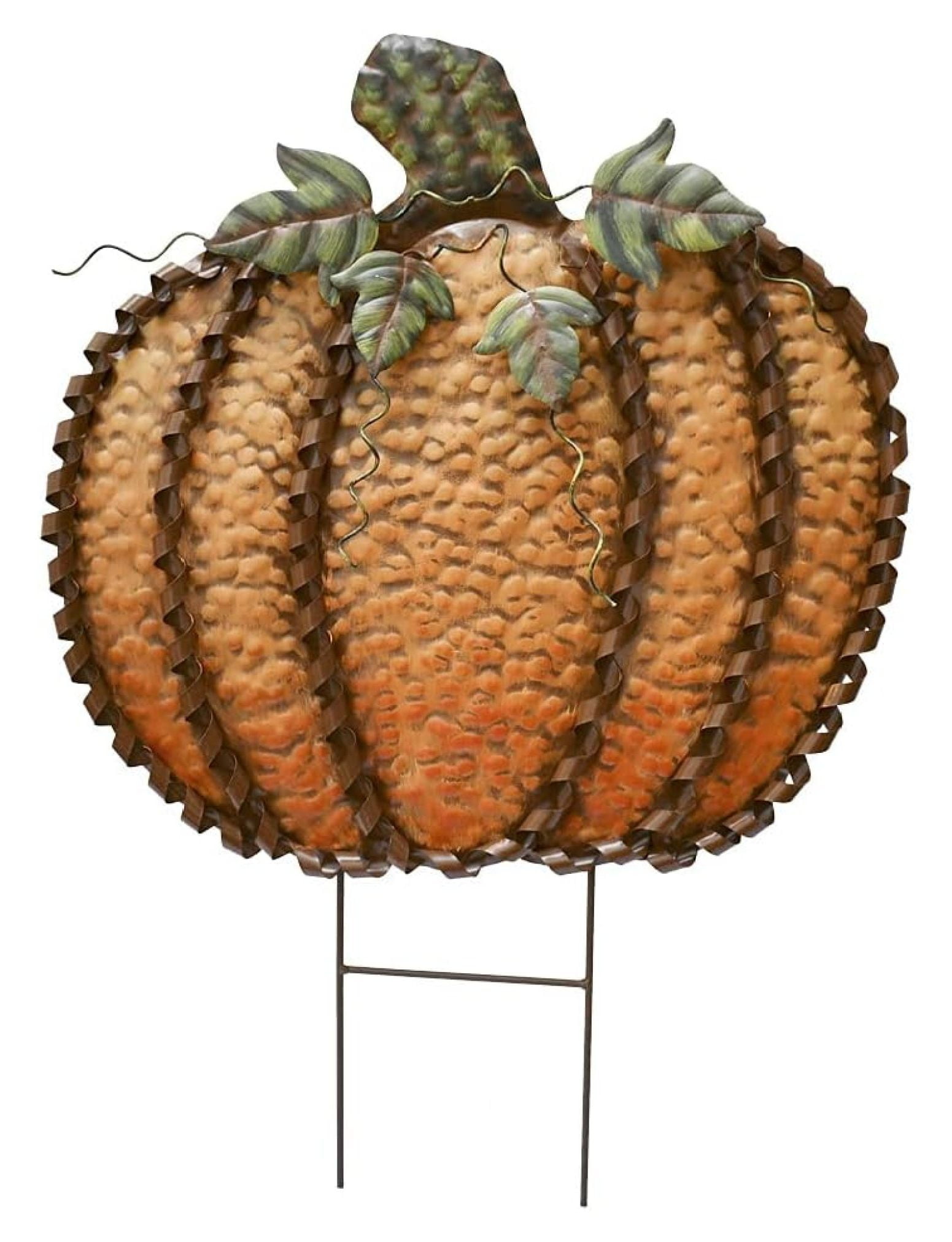 26" H Metal Pumpkin Yard Stake Outdoor Fall Decor Rustic Pumpkin Garden ...