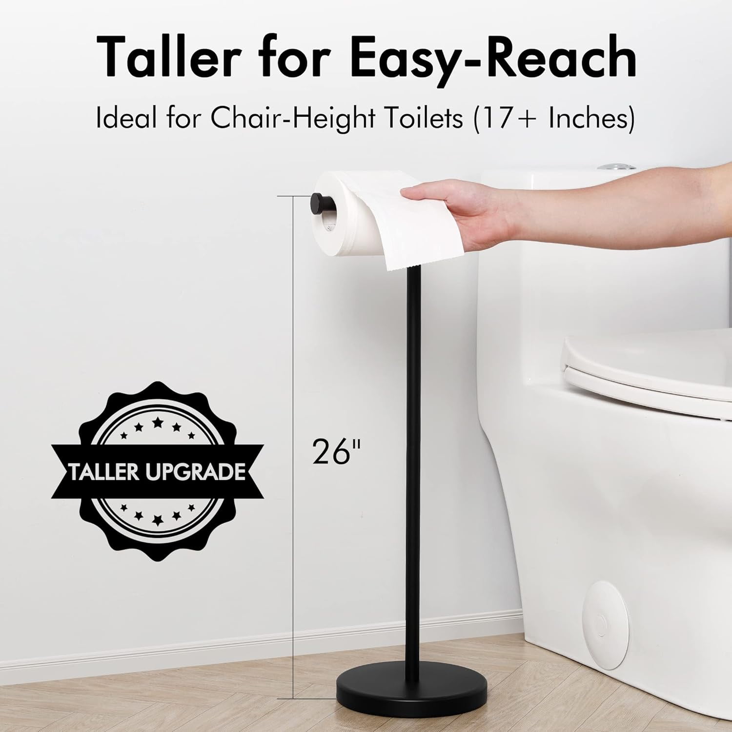 26" H (Taller Version) Free Standing Toilet Paper Roll Holder for ...