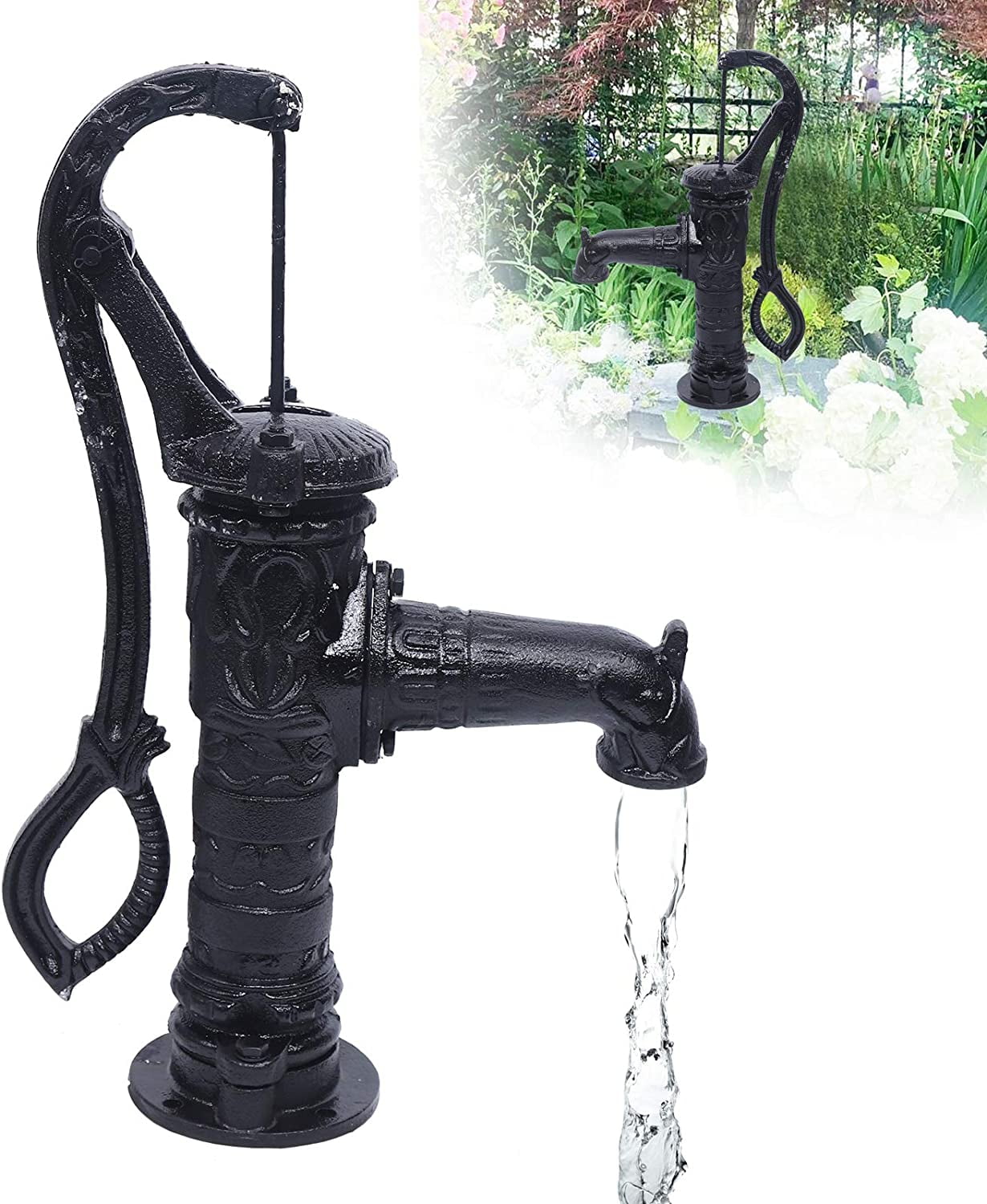 26" Hand Well Pump, Cast Iron Manual Water Transfer Boost Fountain, Jet ...