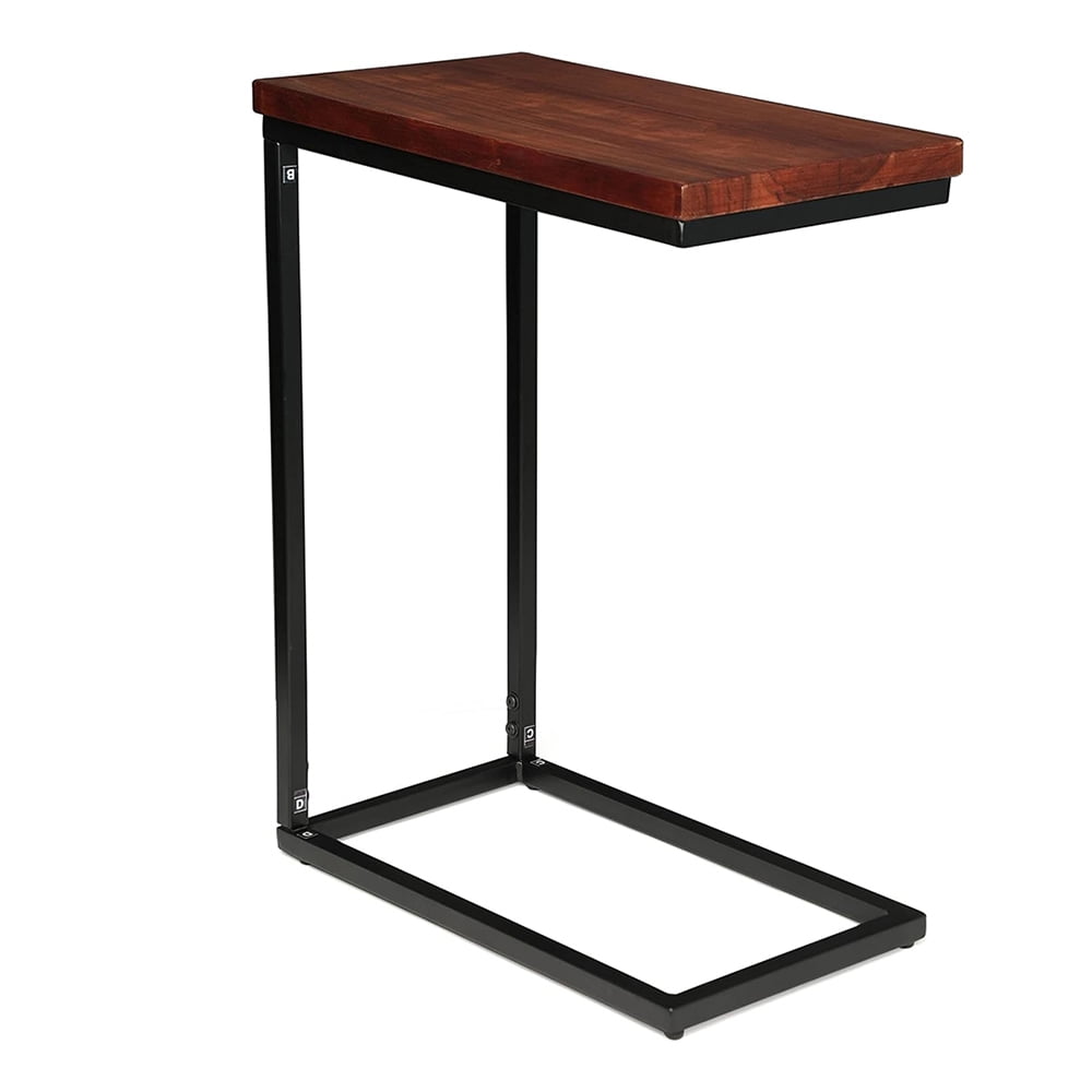Espresso Wood TV Tray C Shaped Side Table - 26" High End Table ...