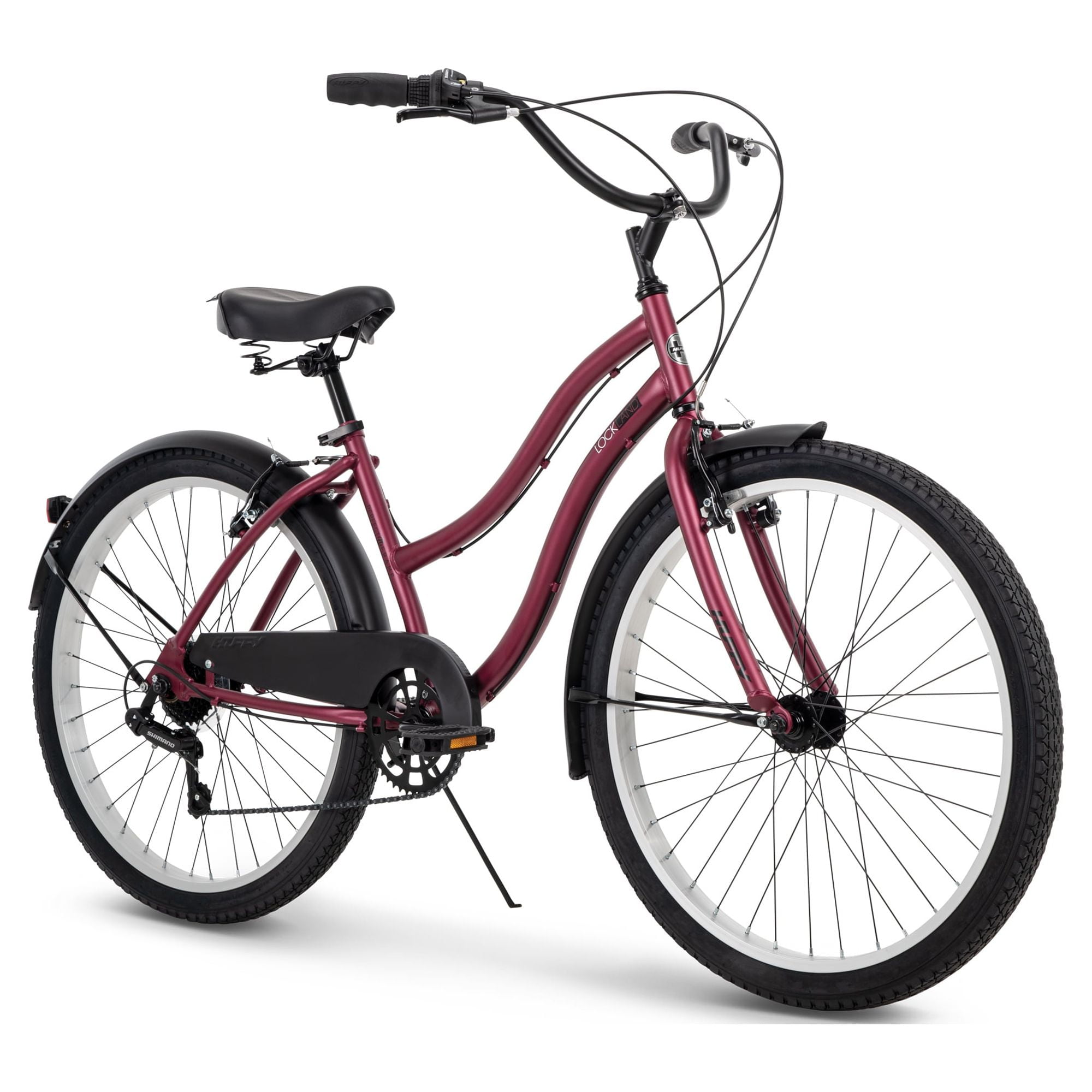 Brandclub - 26" Huffy Lockland Cruiser Bike, 7-Speeds, Padded Saddle, Pink, Ages 12+