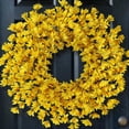 26 Inch Artificial Yellow Forsythia Wreath for Front Door, Large Faux ...