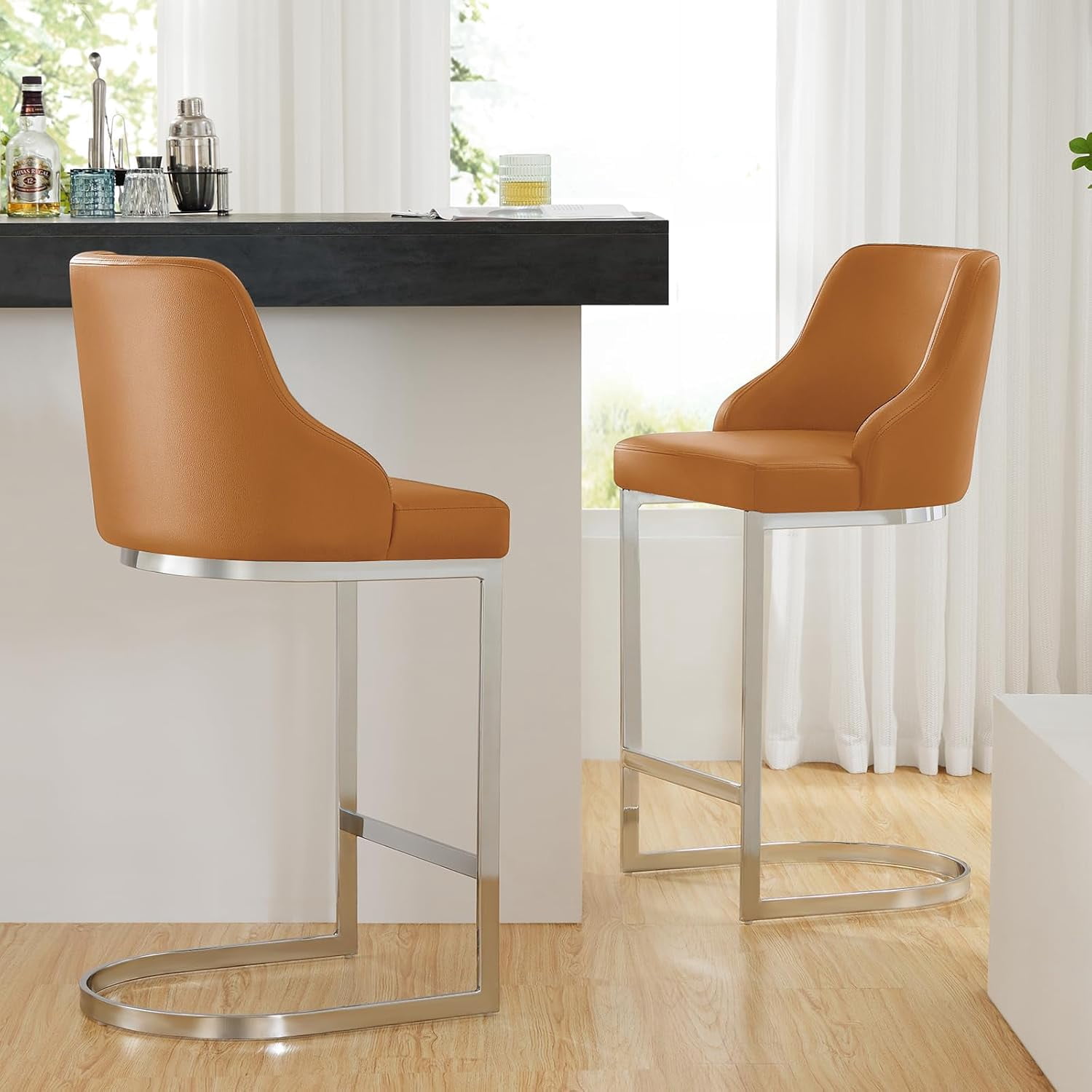 26-Inch Bar Stools Counter Height Bar Stools with Back Modern Counter ...