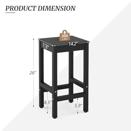 26 Inch Bar Stools Set of 2, Counter Height Bar Stool with Footrest ...