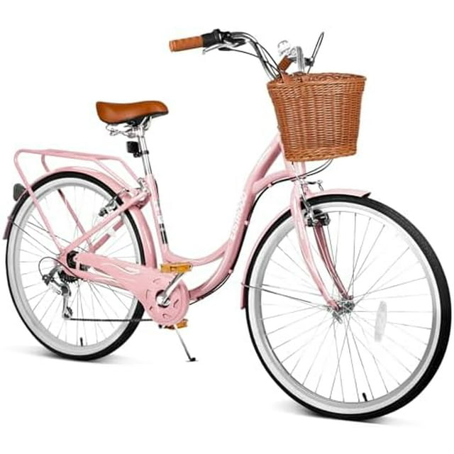26 Inch Beach Cruiser Bike for Women, Hybrid Cruiser Bike with 7 Speed ...