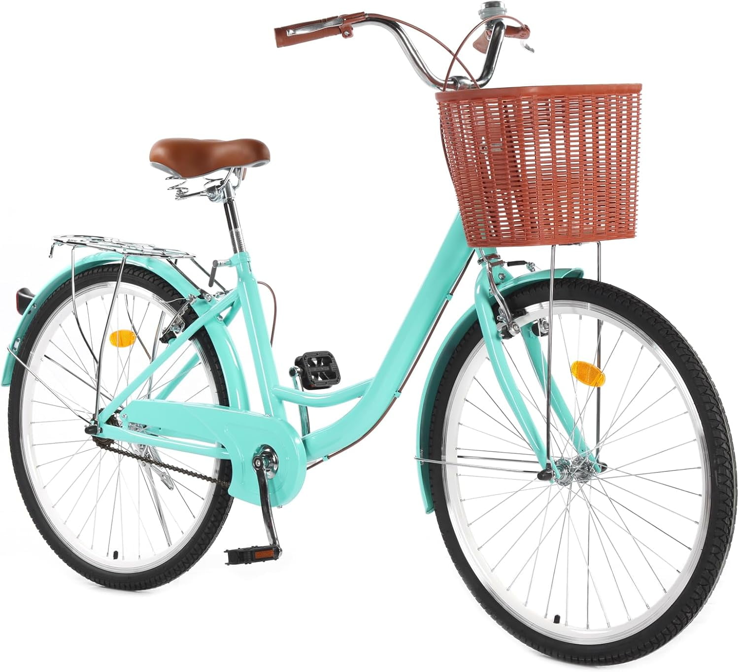 26 Inch Beach Cruiser Bike for Women, Womens Bike with Basket 1 Speed ...