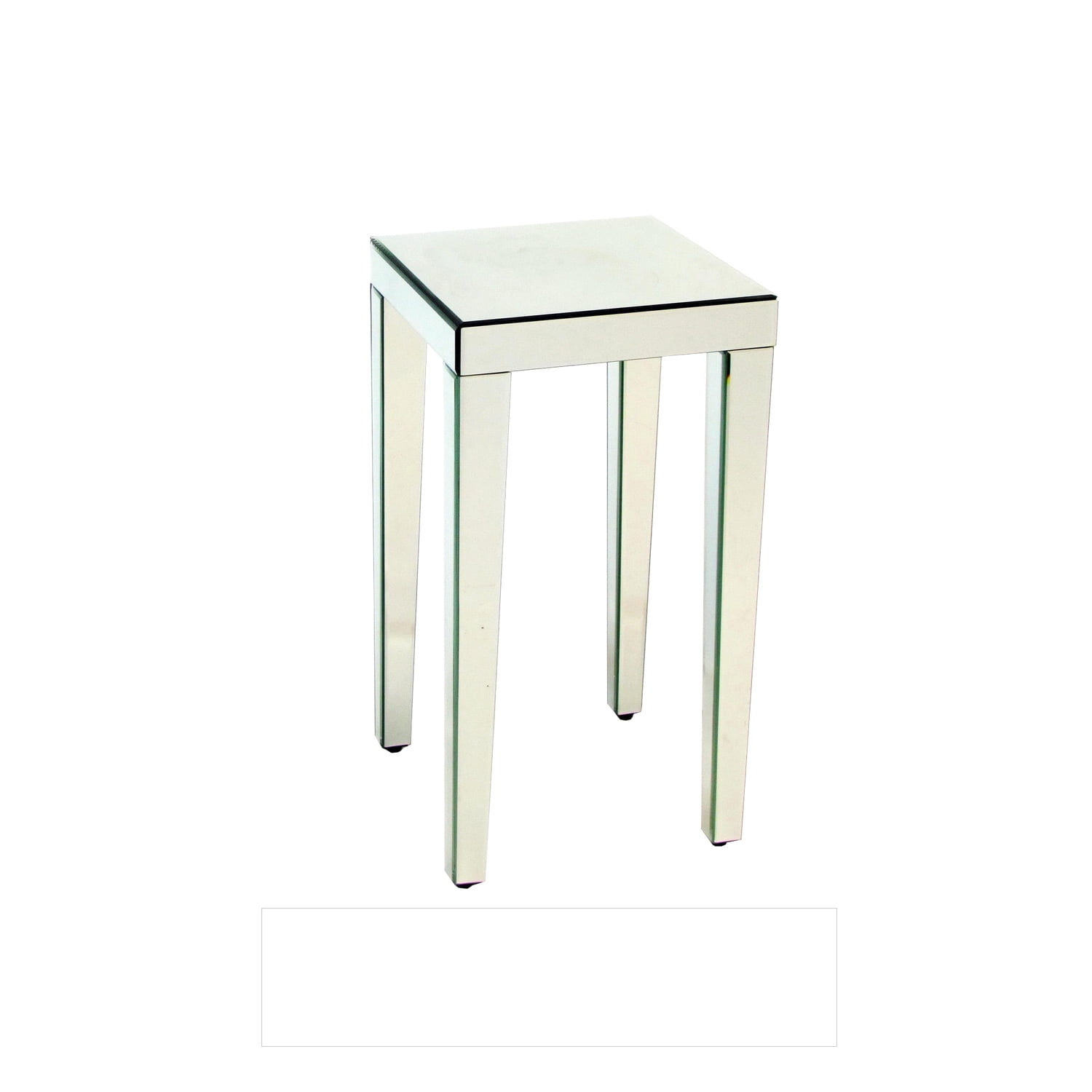 26 Inch Beveled Mirror Wood Accent Table, Silver- Saltoro Sherpi ...