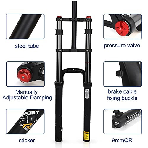 26 Inch Bike Suspension Forks 4.0 Fat Bike Straight Front Fork Downhill ...